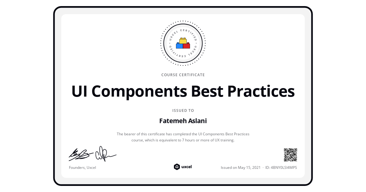 Uxcel Course Certificate of Completion | Uxcel